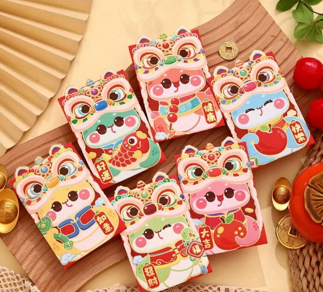 Lunar New Year Red Envelope With Snake .6pieces - Etsy