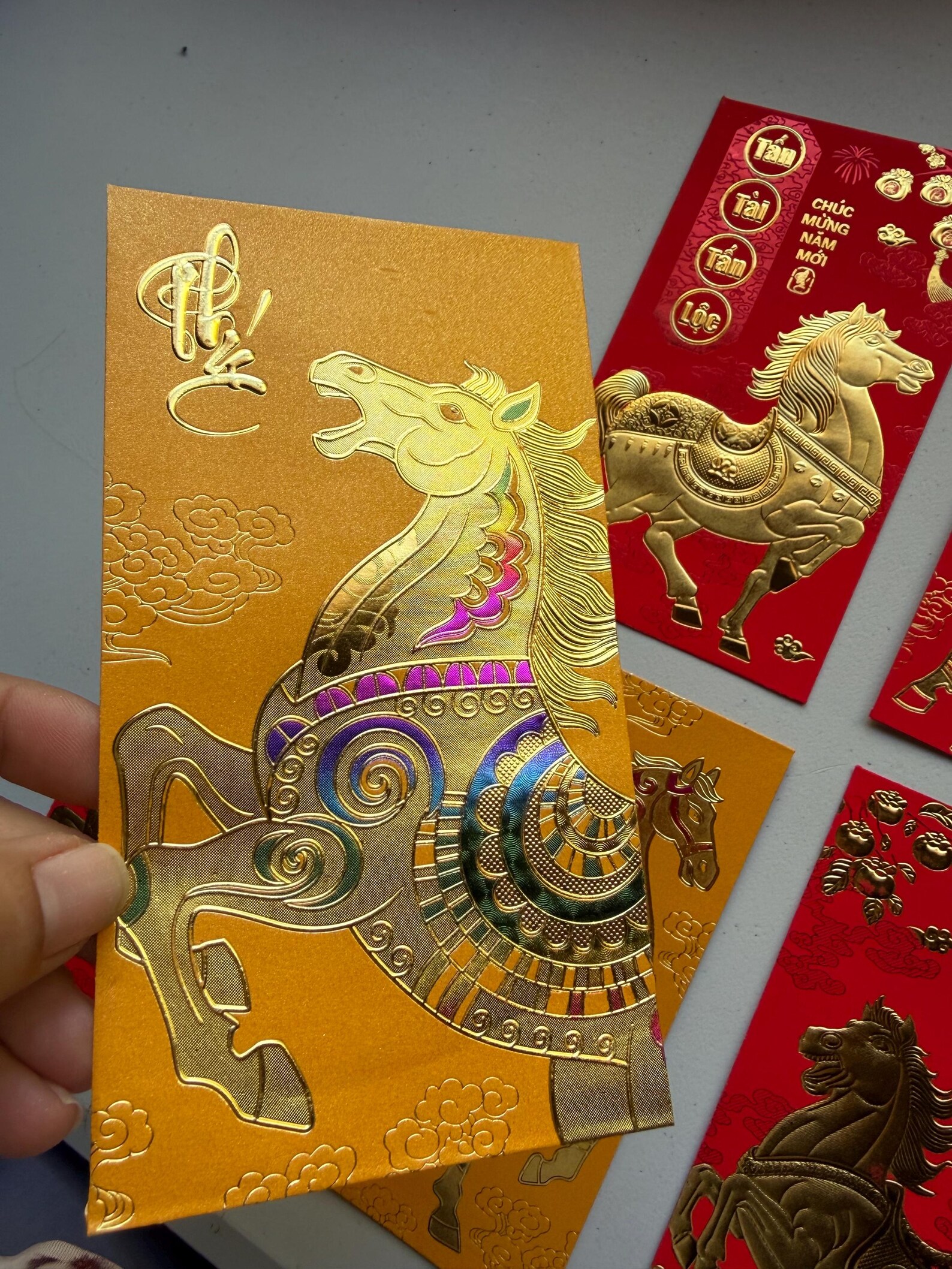 12 Pieces Set Vietnamese Red Envelopes for Lunar New Year Best Wishes ...