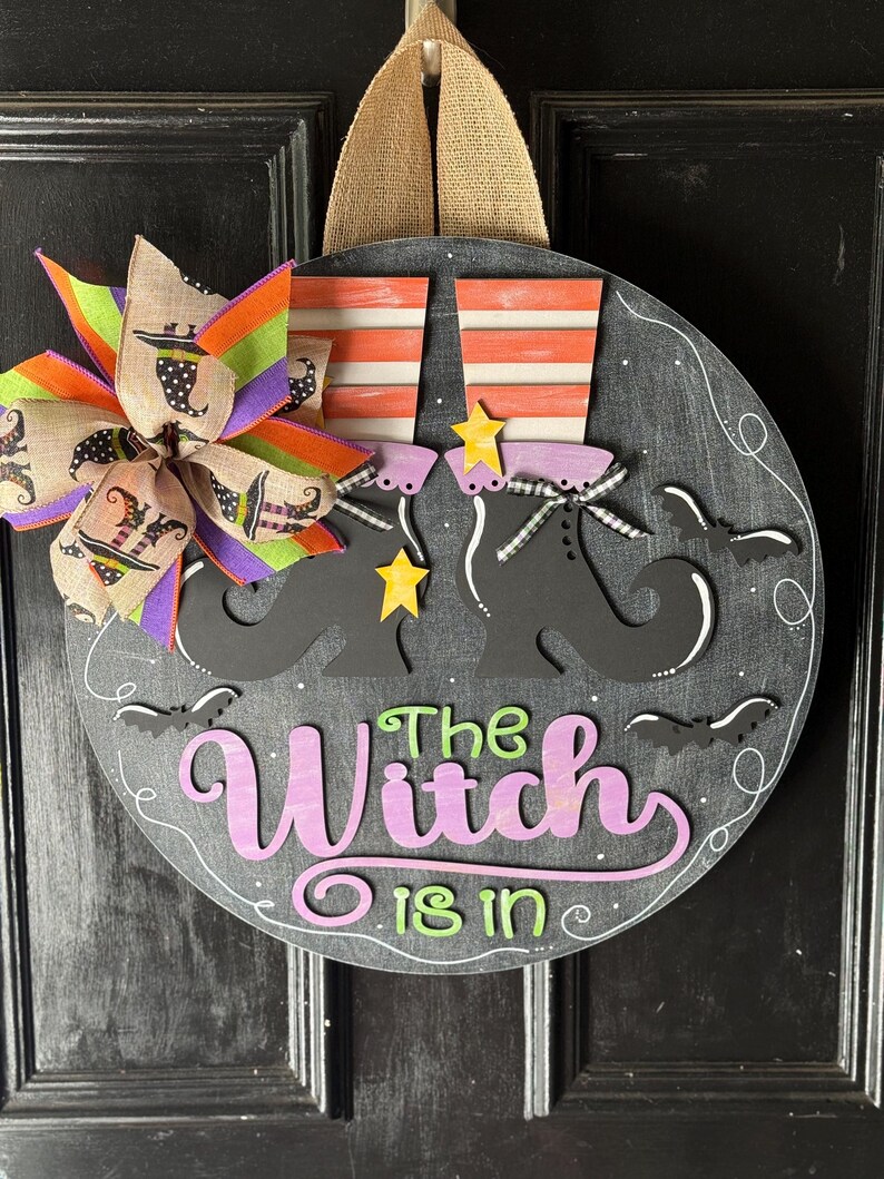 Halloween Door Sign, the Witch is In, Witch Door Sign, Witch Shoes ...