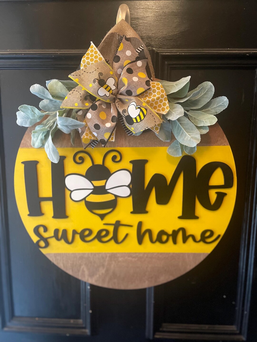 Front Door Decor, Home Sweet Home With Bee, Door Hanger, Bee Lover Gift ...
