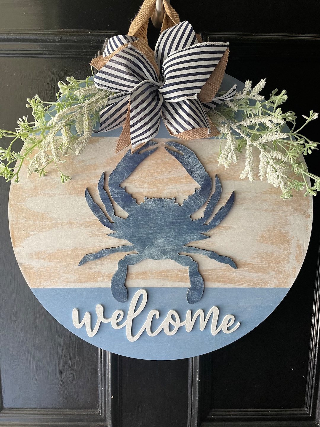Welcome Sign With Maryland Crab, Crab Door Hanger, Blue Crab Sign, New ...