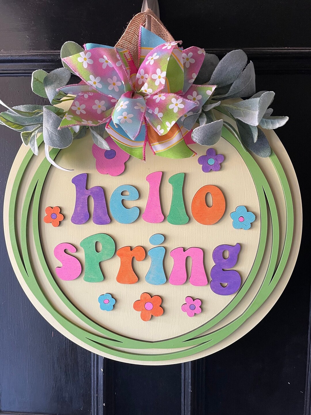 Groovy Hello Spring| Spring Door Hanger - Etsy