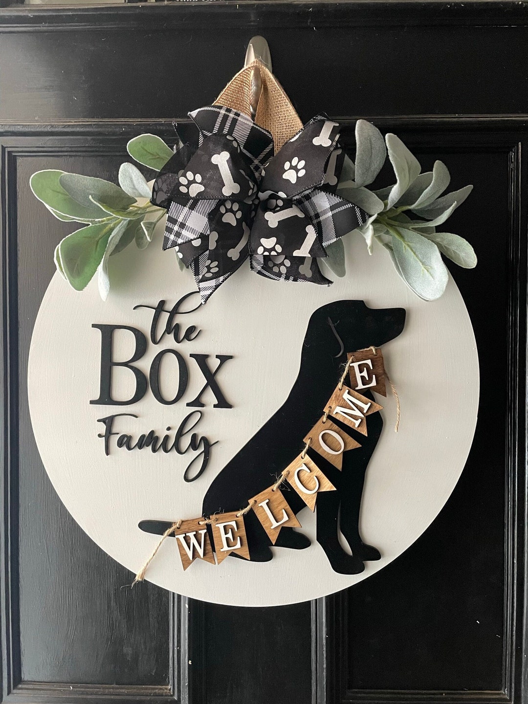 Personalized Door Hanger With Dog, Housewarming Gift, Dog Sign ...