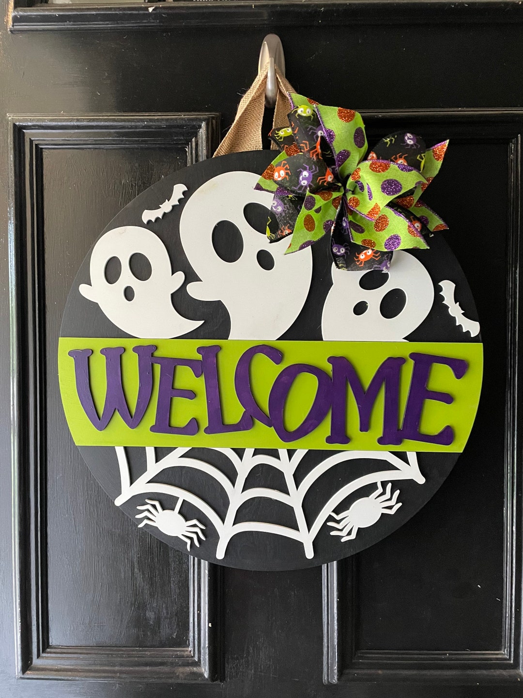 Halloween Door Hanger | Ghost Welcome - Etsy