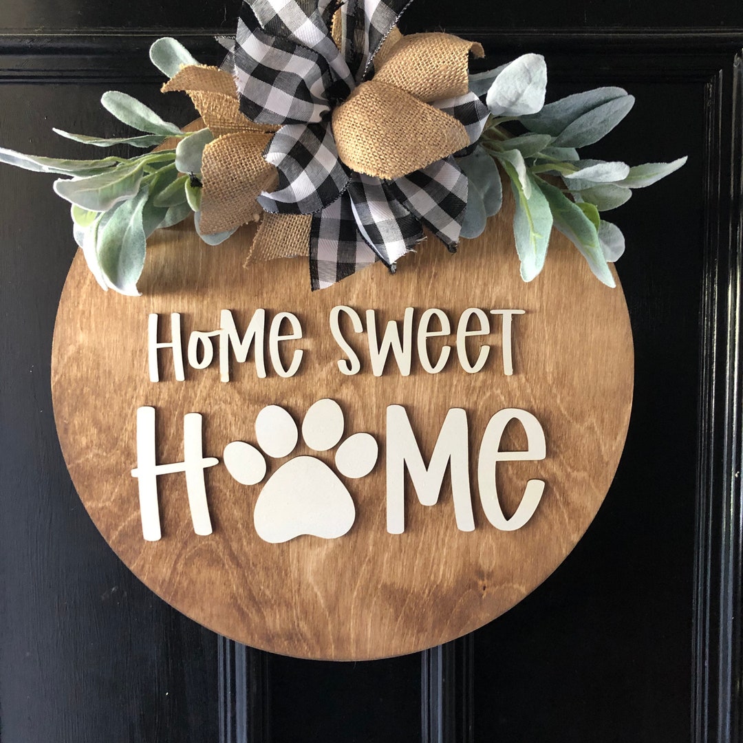Front Door Decor, Home Sweet Home, Dog Door Hanger, Dog Lover Gift - Etsy