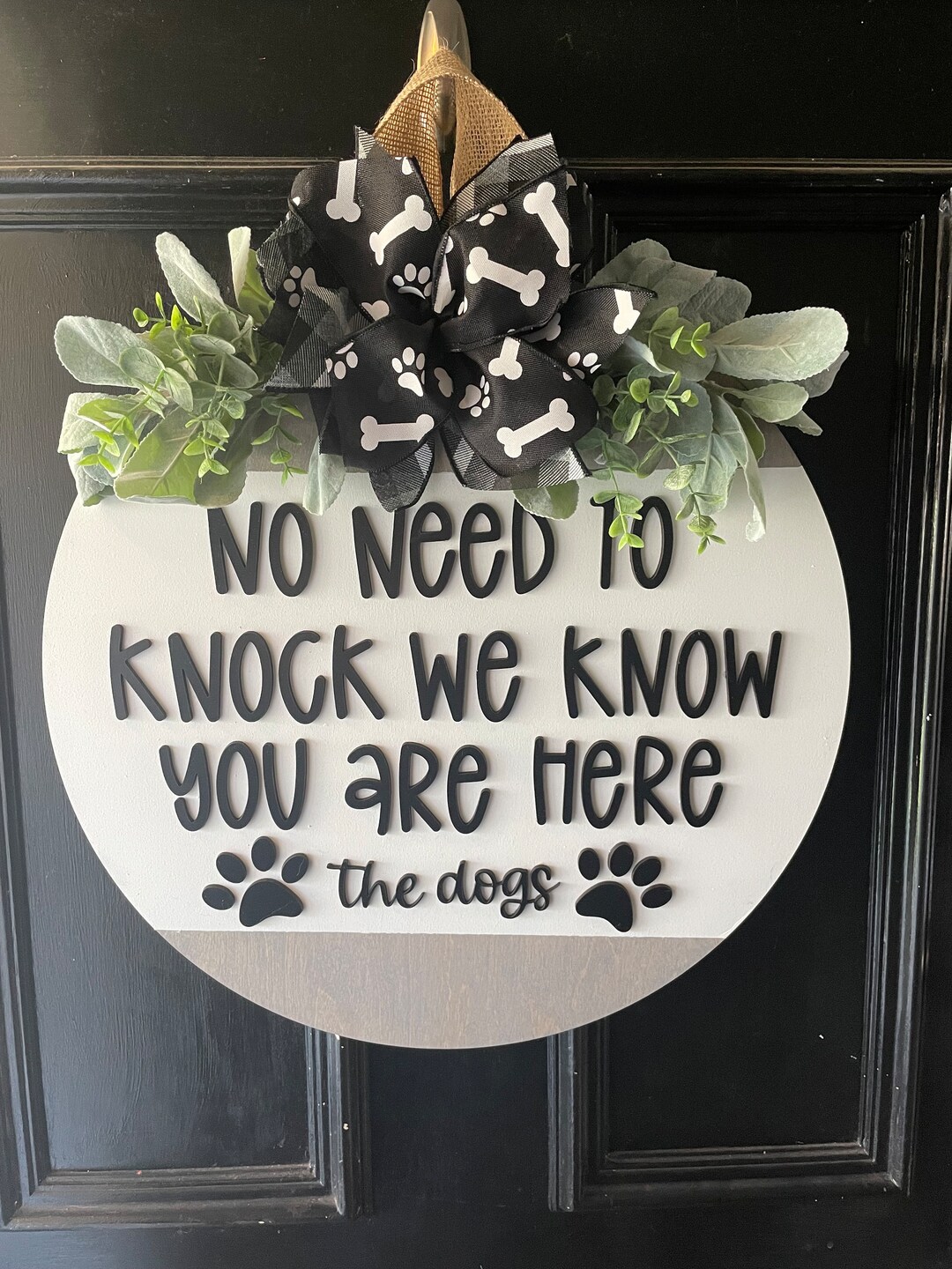 Dog Theme Door Sign, No Need to Knock Sign, Dog Wreath, Dog Door Hanger ...