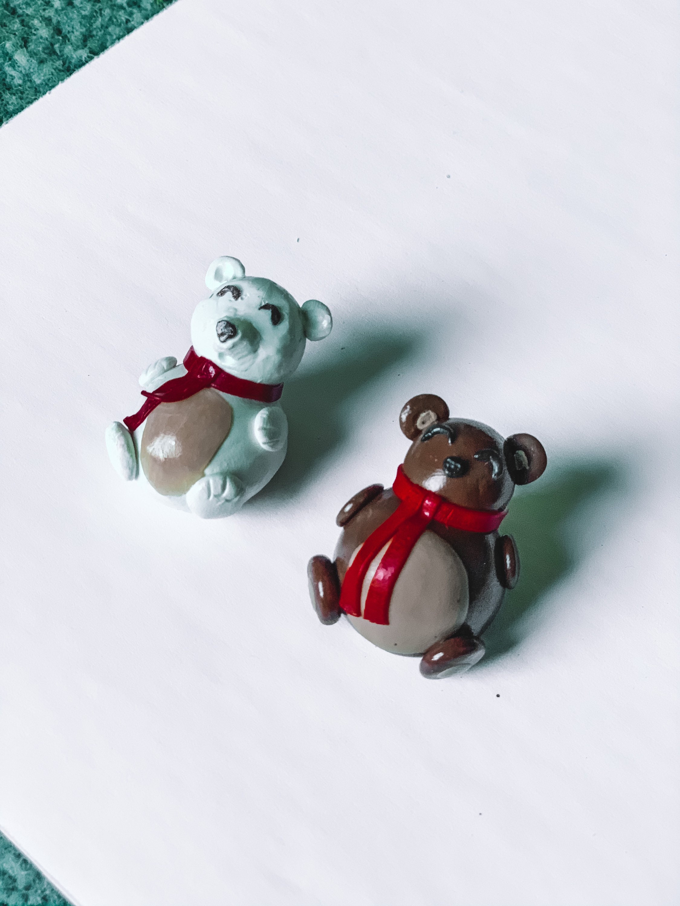 Mini Polar Bear Teddy Bear Figurines Handmade Clay Figurines - Etsy