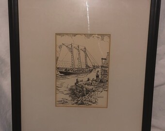 Schooner Drawing - Etsy