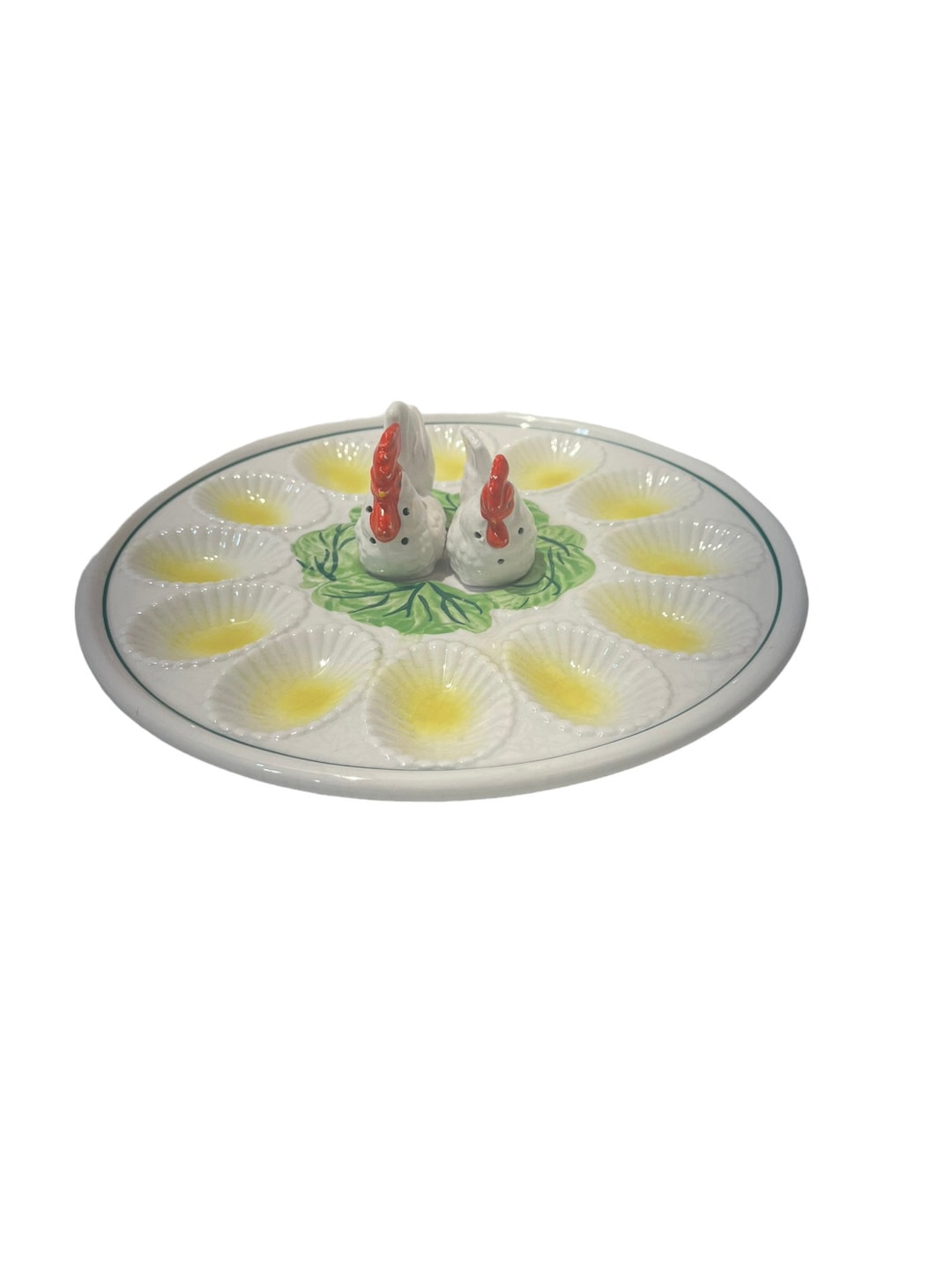 Vintage Norleans China of Japan Ceramic Deviled Egg Plate With Salt and ...