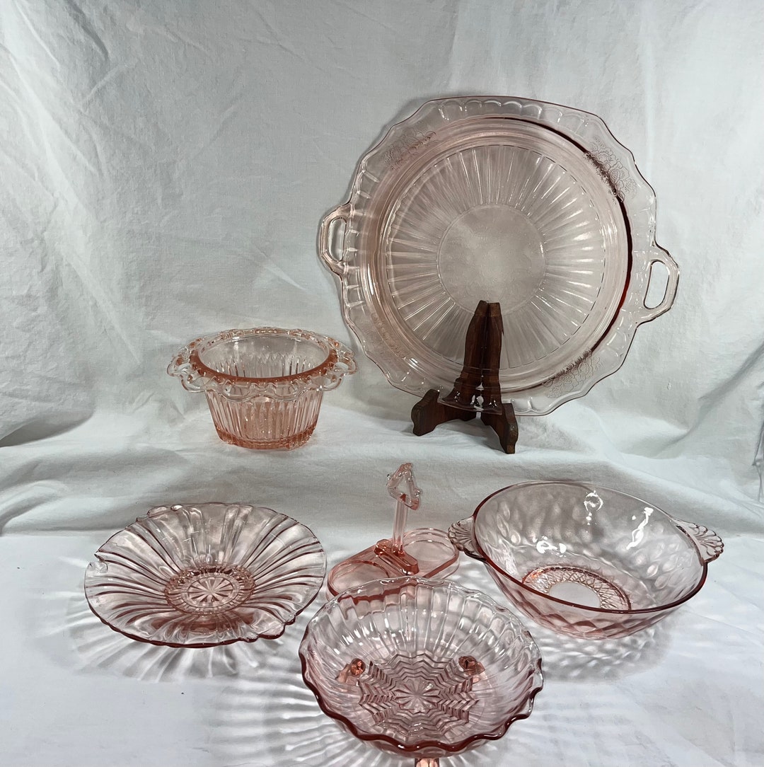 Pink Depression Glassware, 6 Pieces - Etsy
