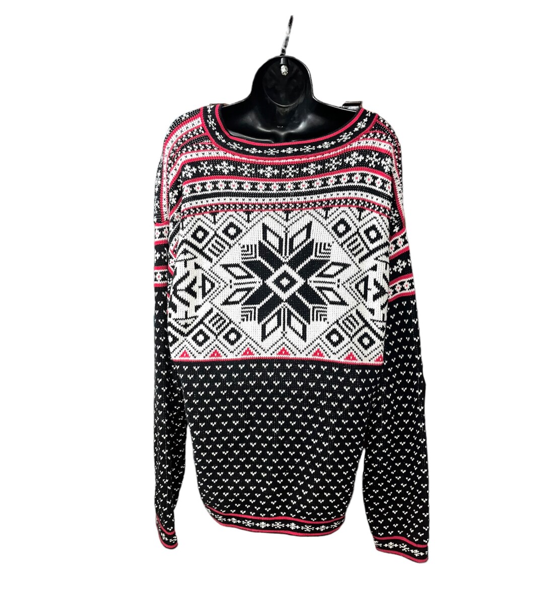 Vintage Hanna Andersson Nordic Black White Red Snowflake Sweater, Size ...