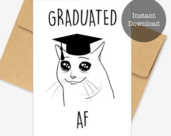 Funny Cat Graduation Card - Etsy