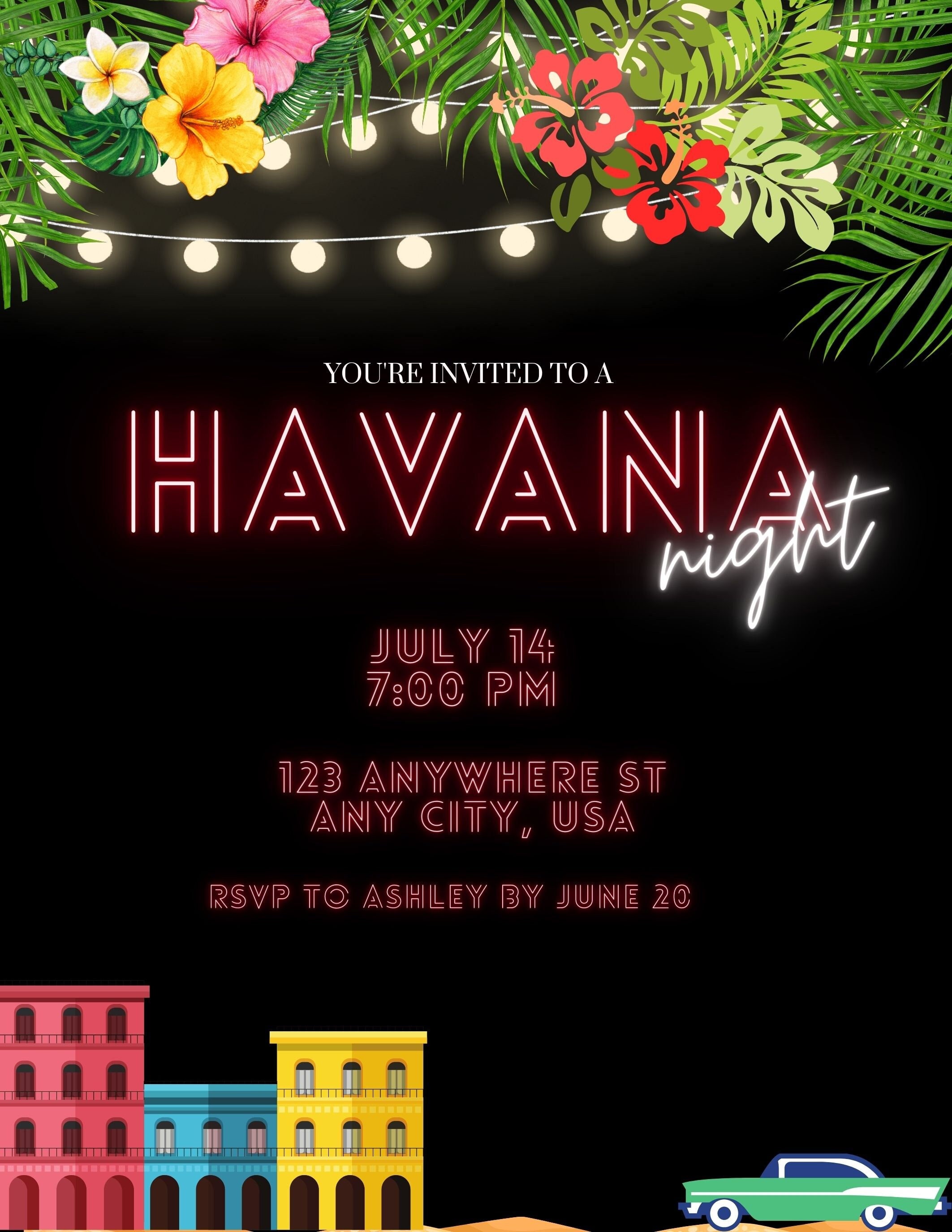 Havana Night Custom Invite - Etsy