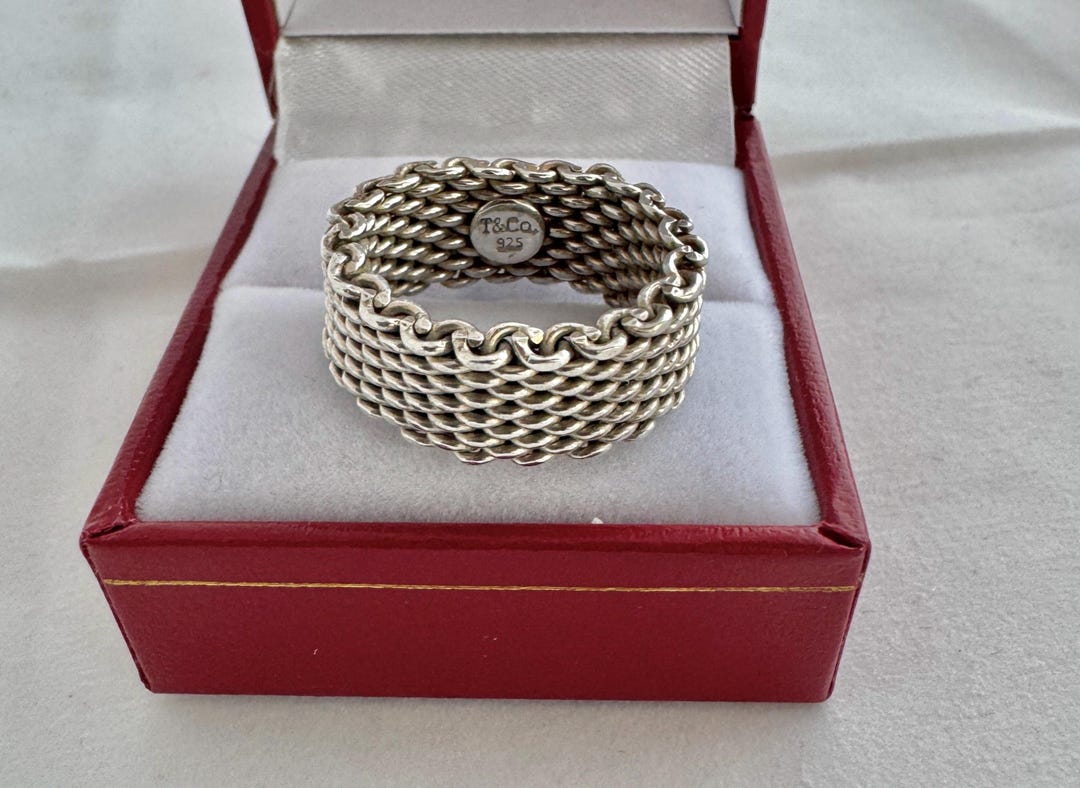 Tiffany and Co Summerset Mesh Vintage Patina Beautiful Ring Sterling ...