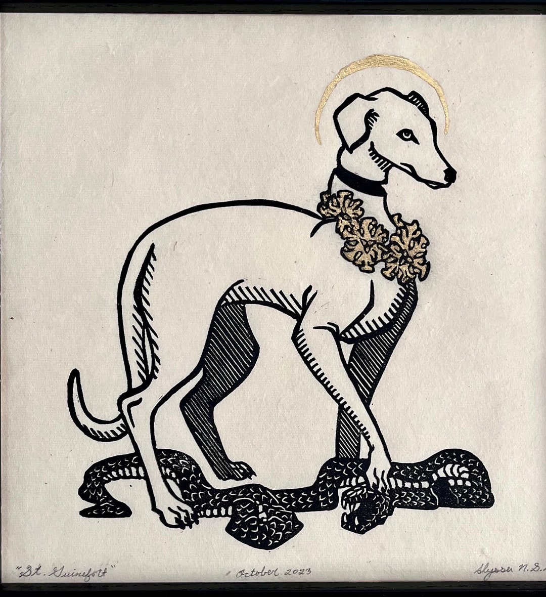 Saint Guinefort - Original Print Art Dog Saint Greyhound Whippet - Etsy