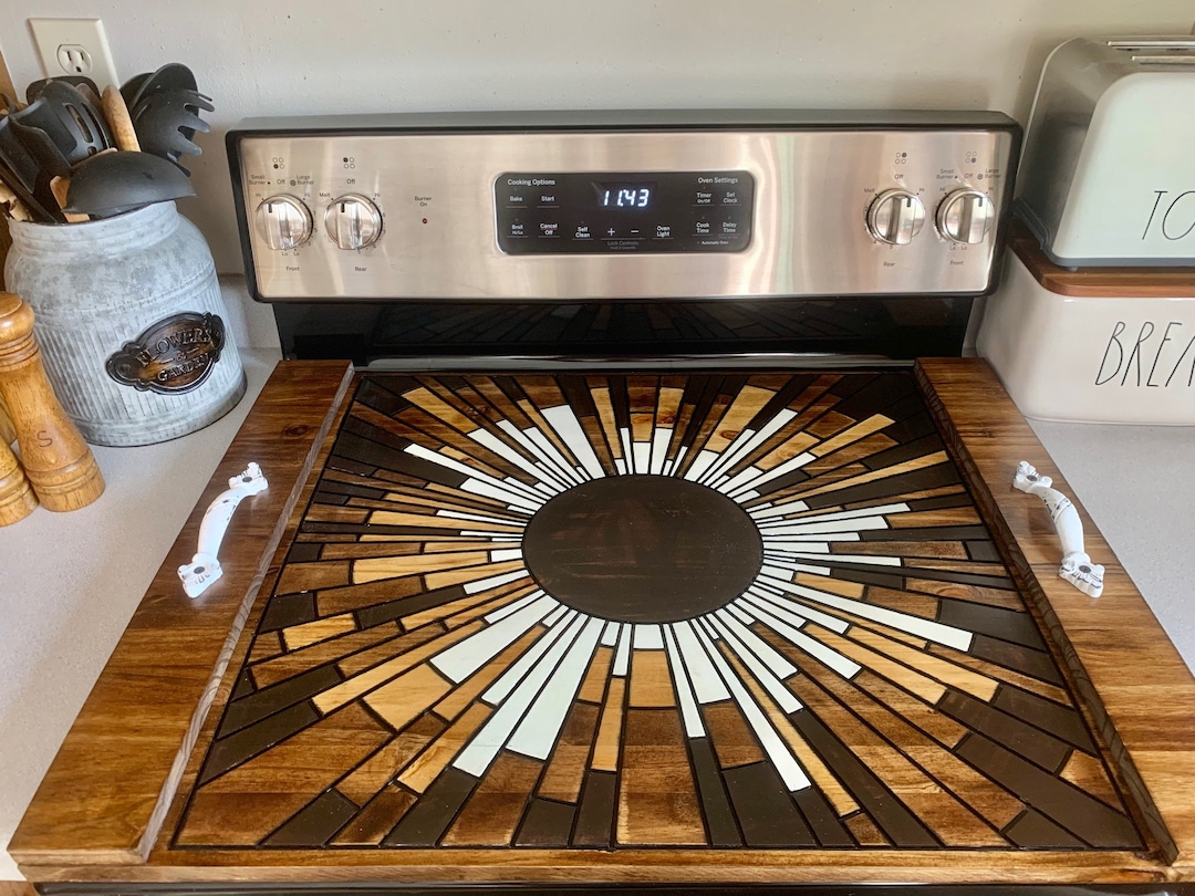 Barn Wood Rustic Sun/moon Eclipse Star Stove Top Cover Noodle Board ...
