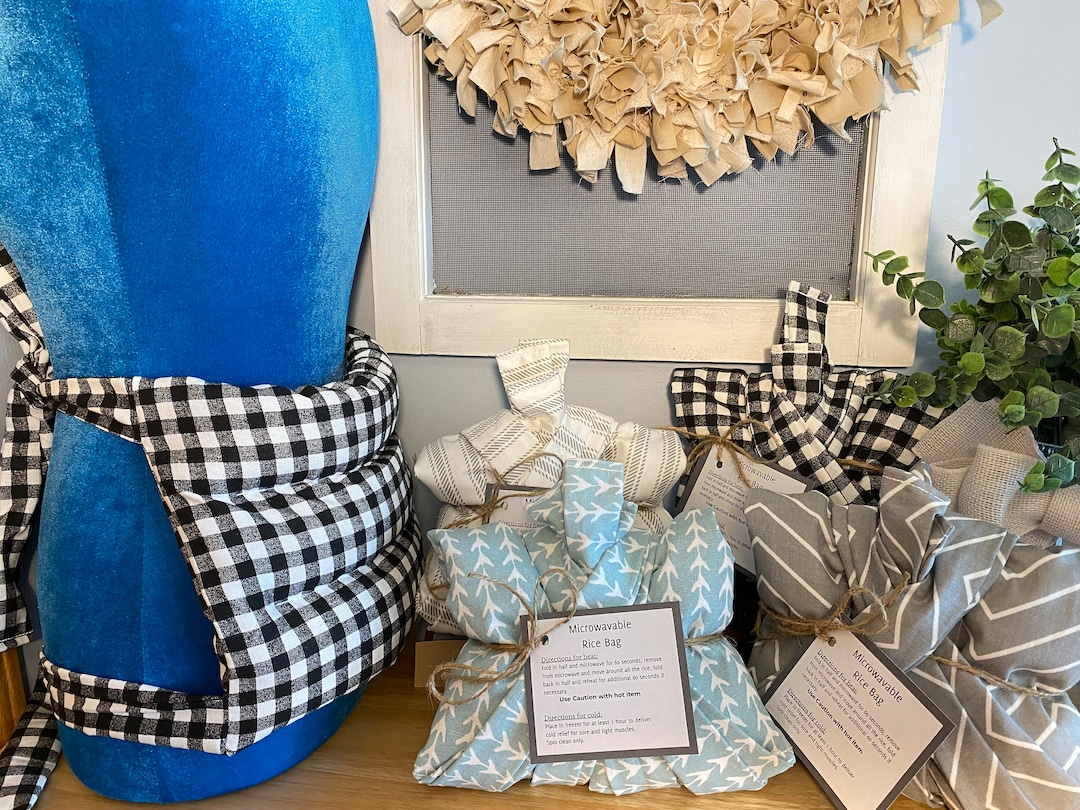 Large Microwavable Rice Bag With Ties for Hands Free Use L Chair Rice ...