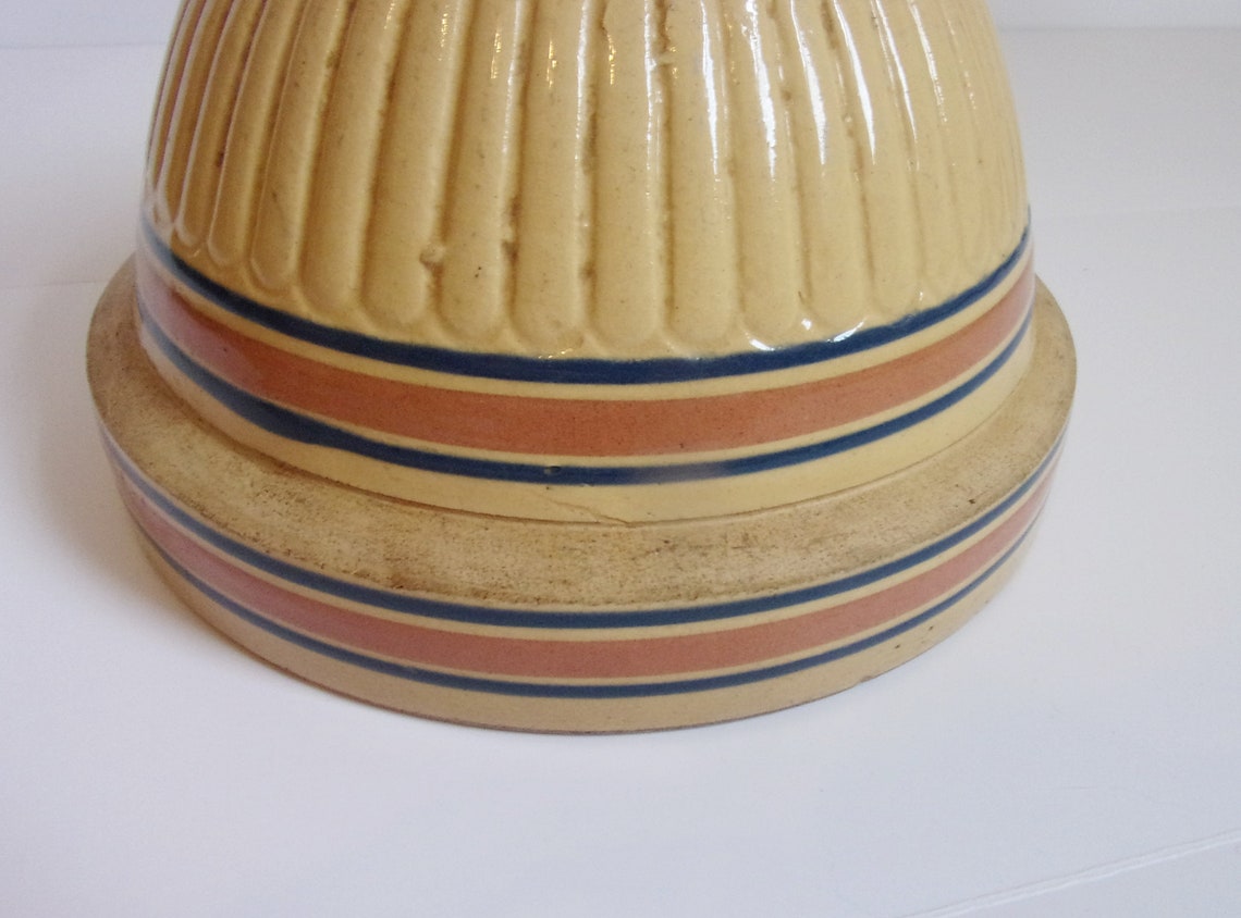 Antique Yellow Ware Bowl Mixing Pottery Striped Yellowware - Etsy