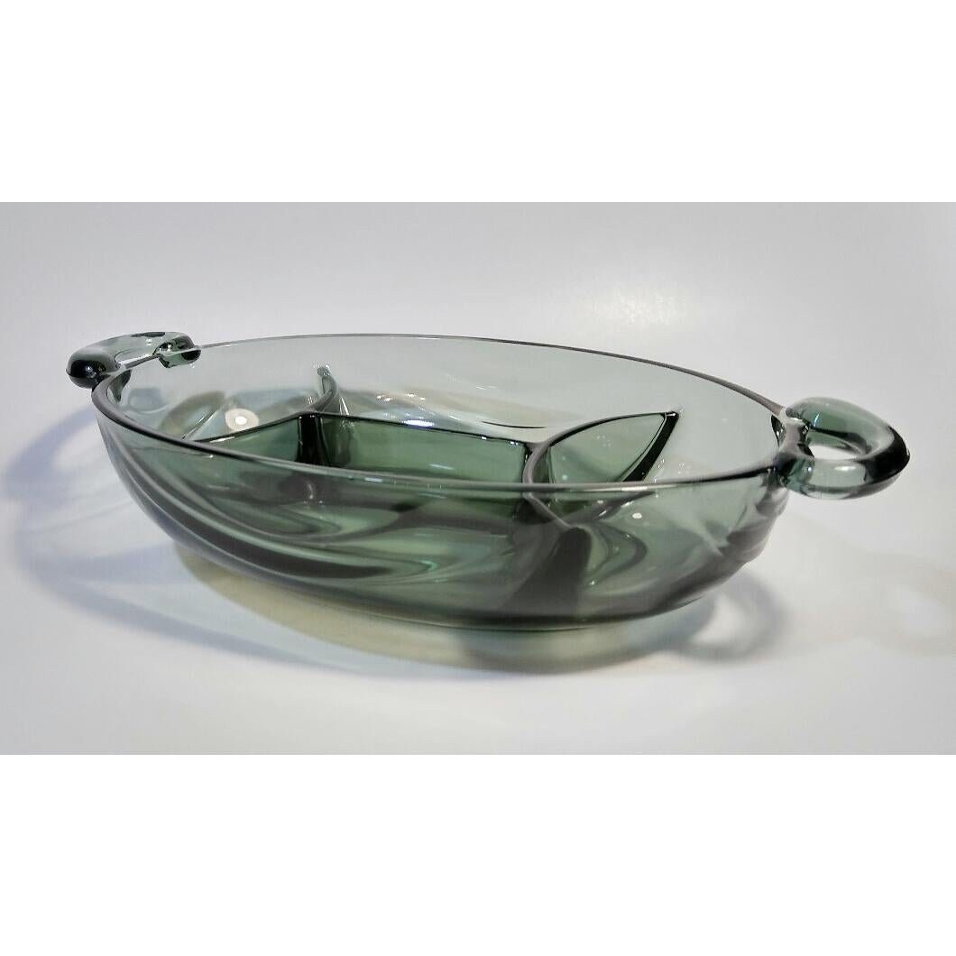 Vintage Glass Serving Divided Dish Bowl Mid Century Art Glass - Etsy