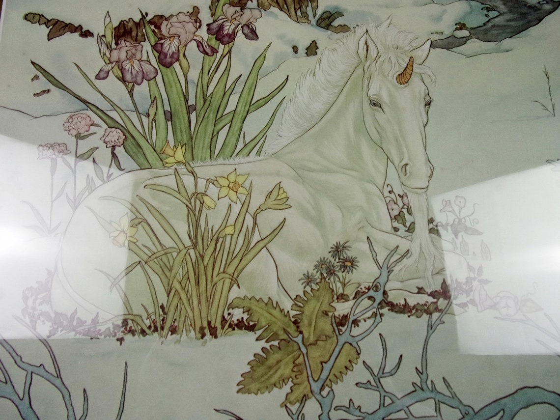 Vintage Unicorn Fantasy Art Print Framed Wall Art Picture Art | Etsy