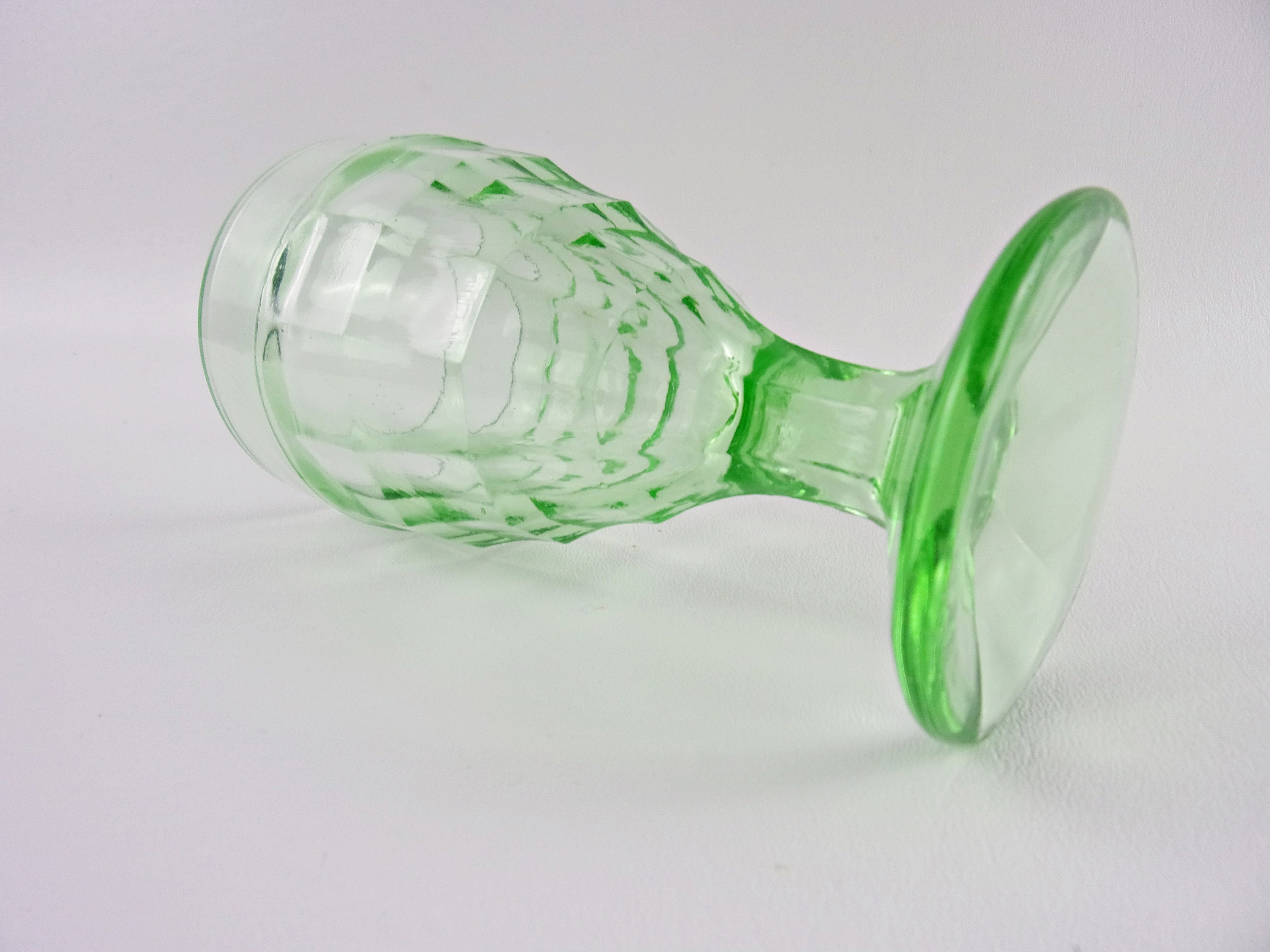 Vintage Green Depression Glass Water Goblet Block Optic | Etsy