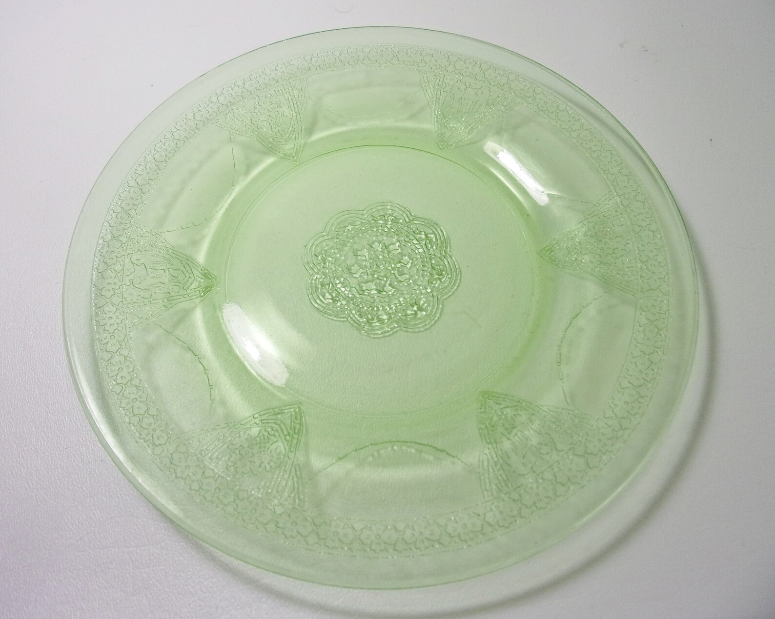 Antique Green Depression Glass Plates 2 Art Deco - Etsy