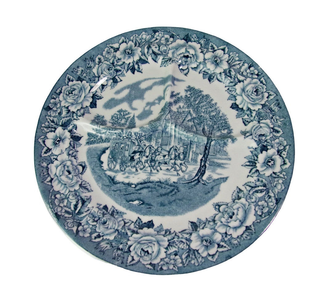 Vintage Shenango Restaurant Ware Roselyn Castle Grill Plate BLUE ...