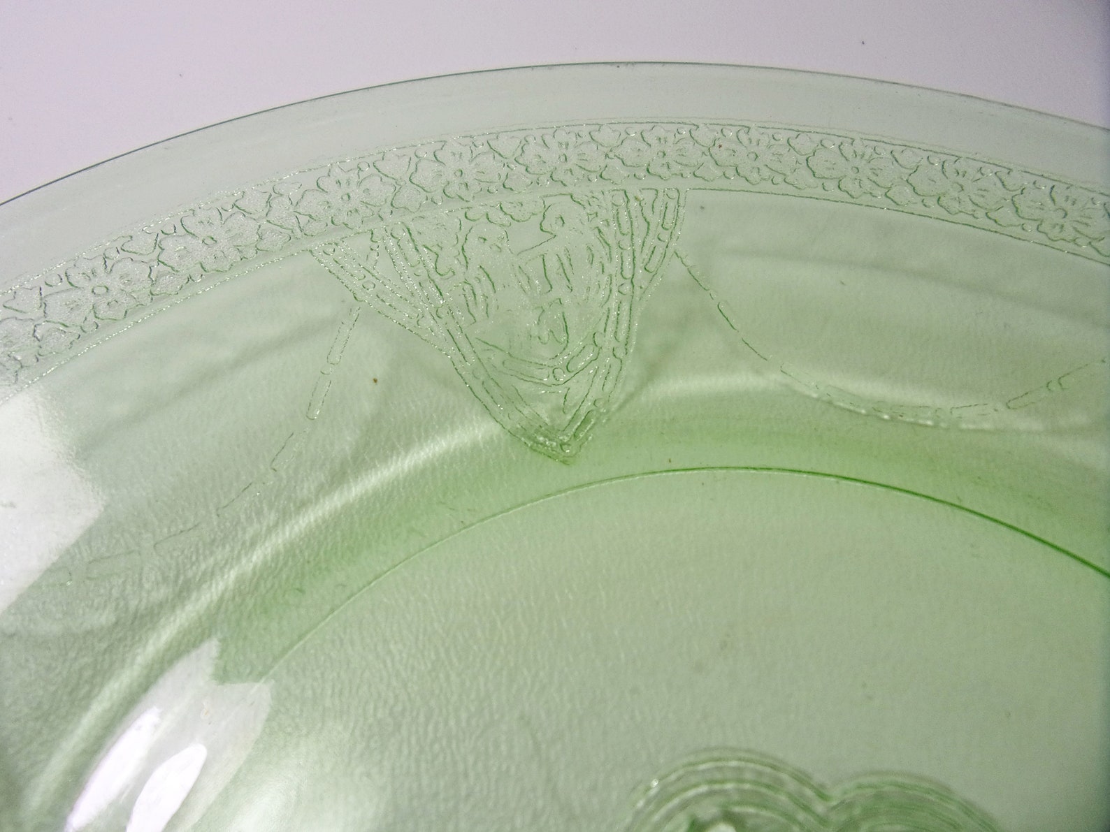 Antique Green Depression Glass Plates 2 Art Deco - Etsy