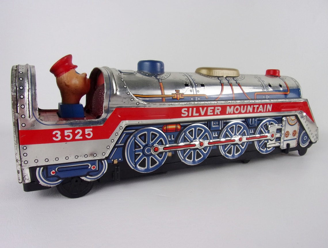 Vintage Silver Mountain Train Modern Toys 1960s Tin Litho - Etsy