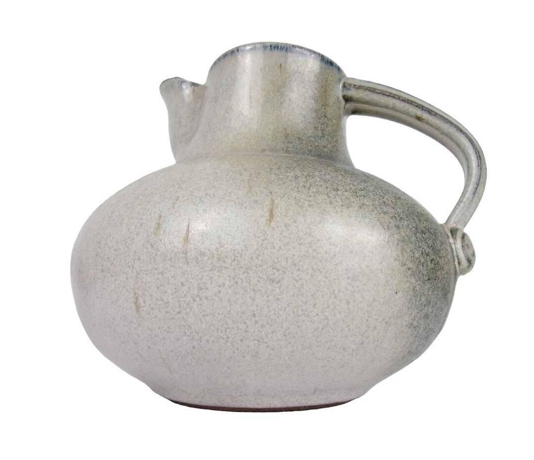 Vintage Art Pottery Vase, Neutral Pottery Pitcher, Gray Pottery Vase ...