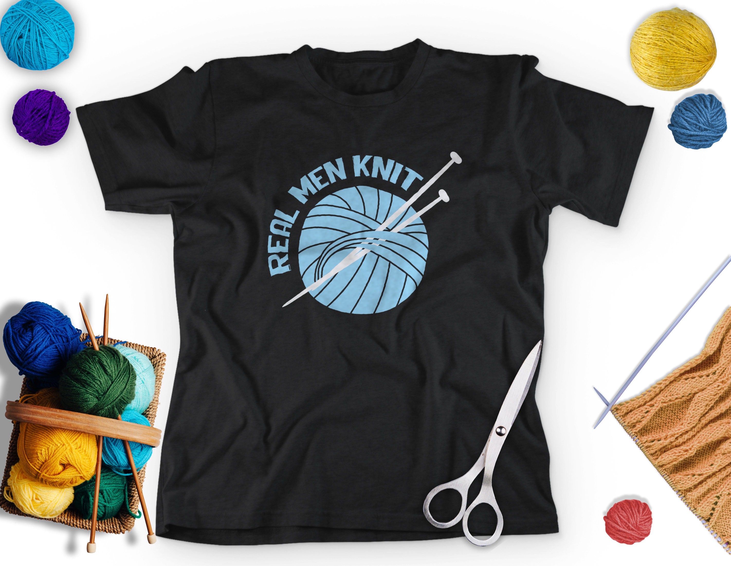 Real Men Knit Short Sleeve T-shirt - Perfect Gift for Male Knitters - Etsy