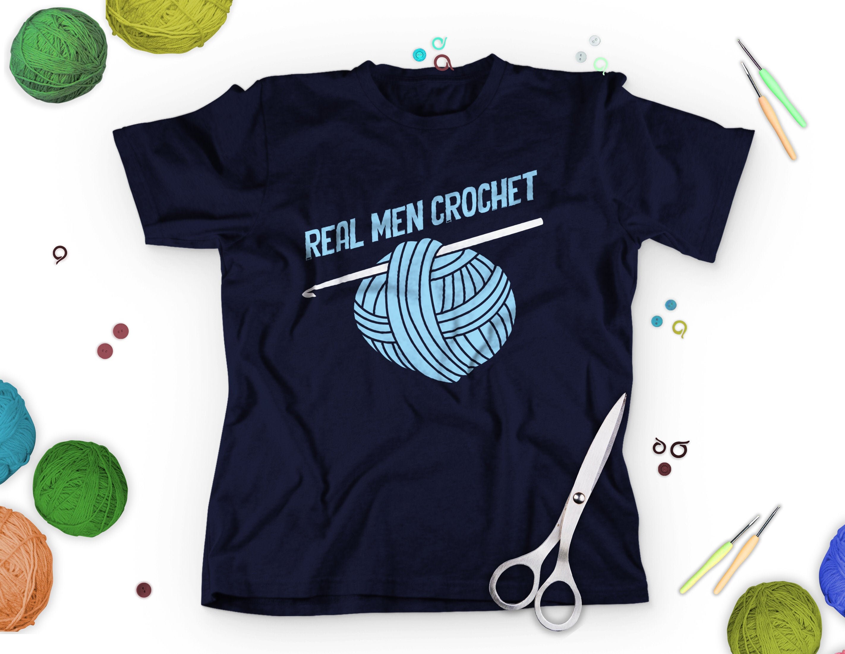 Real Men Crochet Short Sleeve T-shirt - Perfect Gift for Male ...
