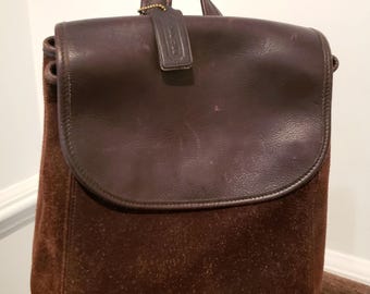 Coach Vintage Berkeley Red Suede Leather Mix Convert Backpack Bag 9016 ...