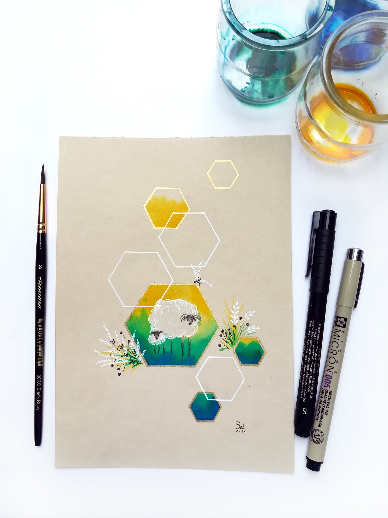 Original Ink Drawing on Natural Tinted Ink Paper on A5 Format, Irish ...