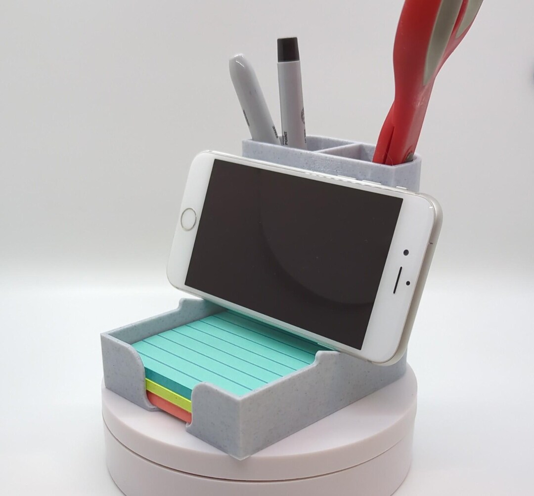Sticky Notepad Pen Pencil Desk Organizer Phone Holder Marble Colored - Etsy