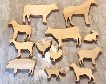 Wooden farm animals | Etsy