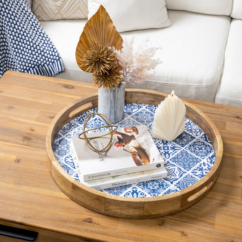 Willow and Moore Handmade Moroccan Nesting Serving Trays With Handles for Coffee Tables and ...