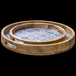 Willow and Moore Handmade Moroccan Nesting Serving Trays With Handles for Coffee Tables and ...