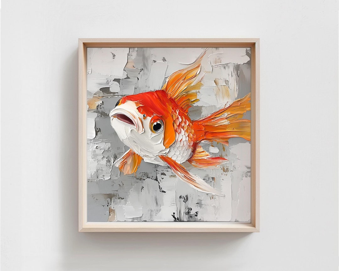 Gold Fish Painting, Oil Impasto Painting, Pet Portrait, Home Decor ...