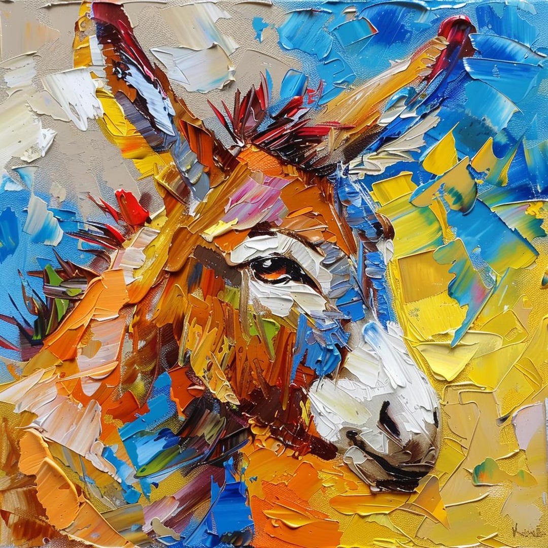 Donkey Oil Painting, Impasto Painting, Home Decor, Wall Art, Original ...
