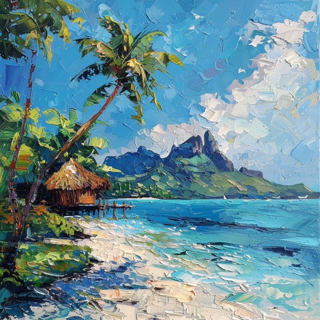 Bora Bora Oil Painting, Impasto Painting, Home Decor, Wall Art ...