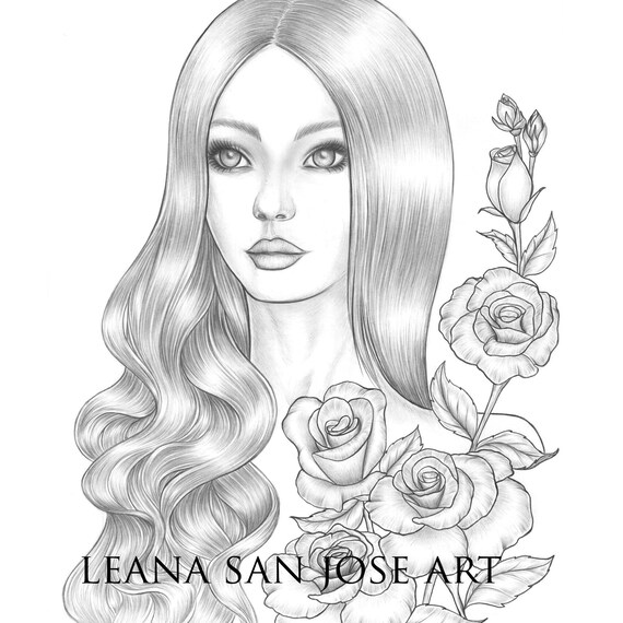 AIMEE Grayscale coloring page Coloring Page for Adults A4 | Etsy