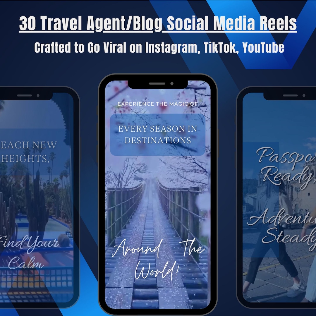 30 Travel Agent Instagram Reels Bundle | Blog Social Media Reels | Tiktok Youtube Shorts ...