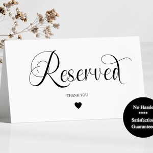 Wedding Reserved Seat Table Sign, Digital Download, Table Top Reception ...