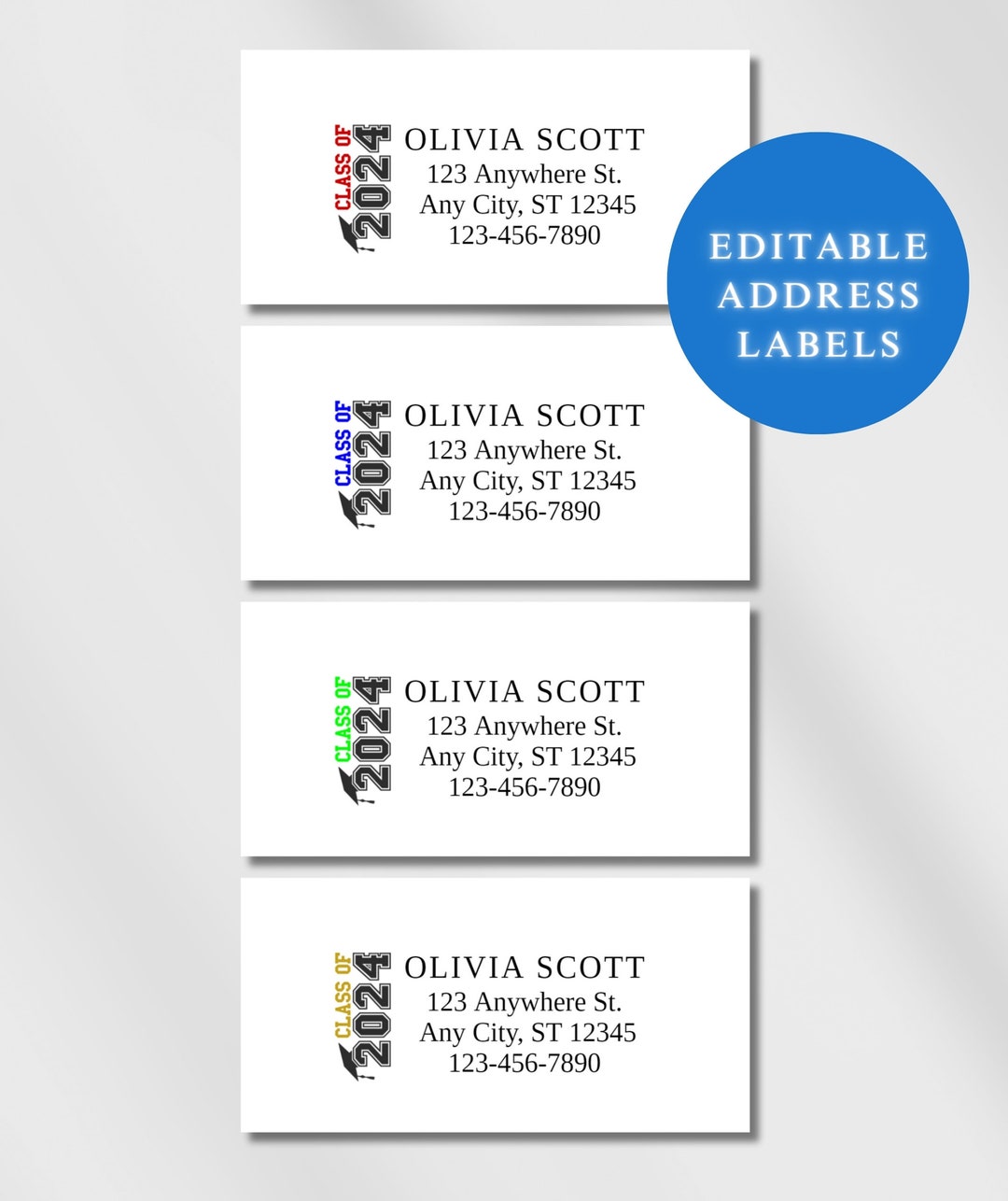 Graduation Personalized Address Labels Instant Download Editable ...