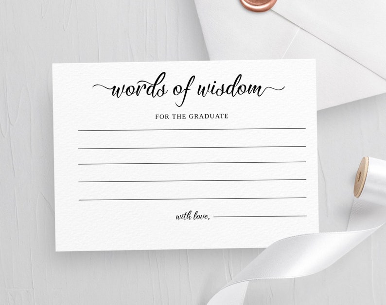 Graduation Words of Wisdom Cards Printable Editable Instant Download ...