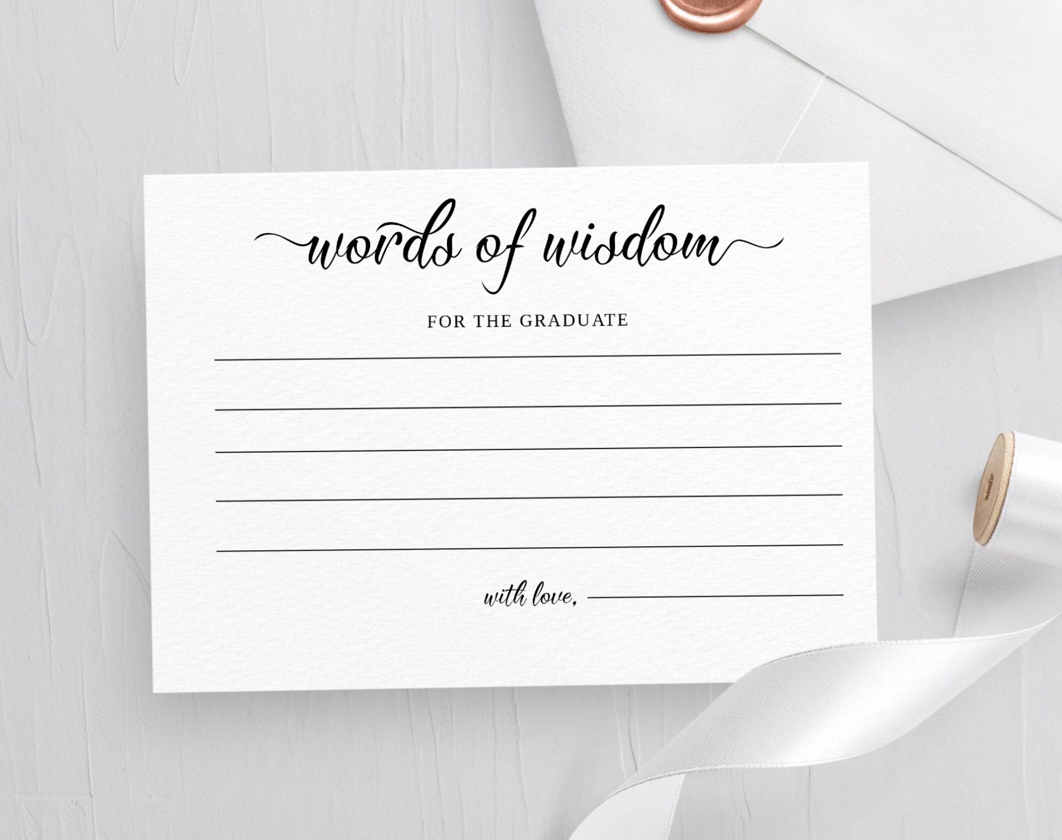 Graduation Words Of Wisdom Cards Printable Editable Instant Download Graduation Words Of Wisdom Cards Printable Editable Instant Download
