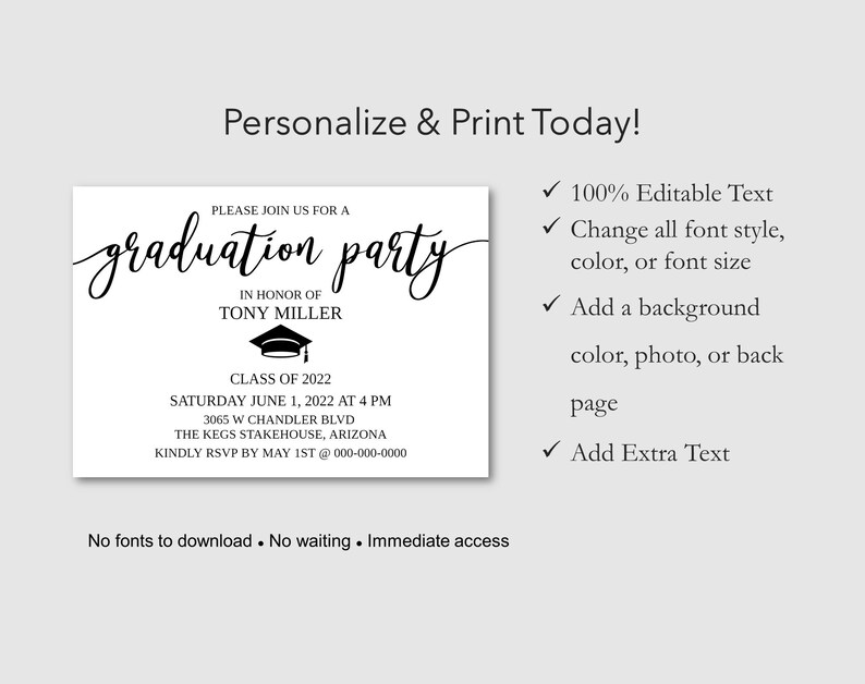 Graduation Party Details Card Custom Insert Insert Card - Etsy