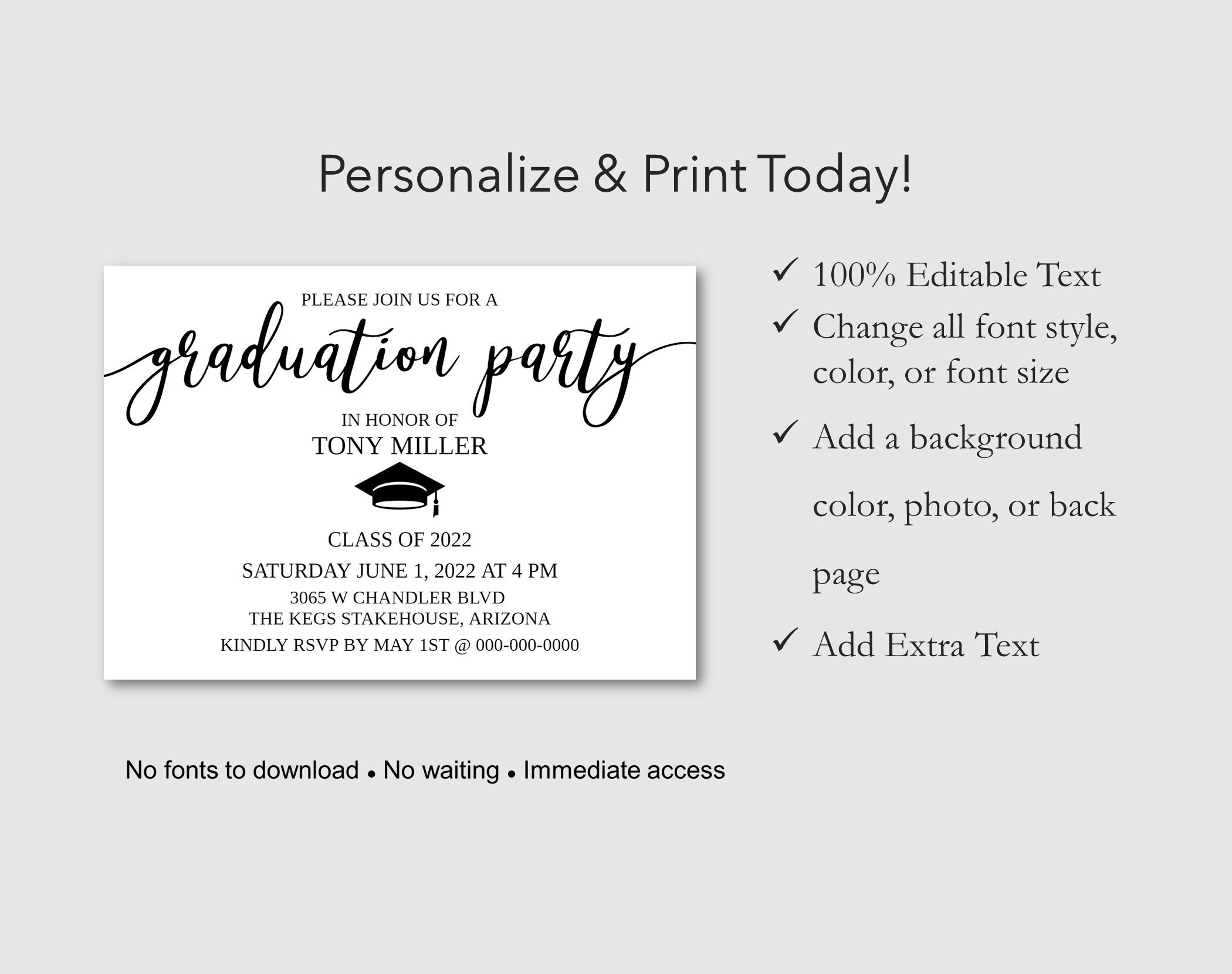 Graduation Party Details Card Custom Insert Insert Card - Etsy Canada