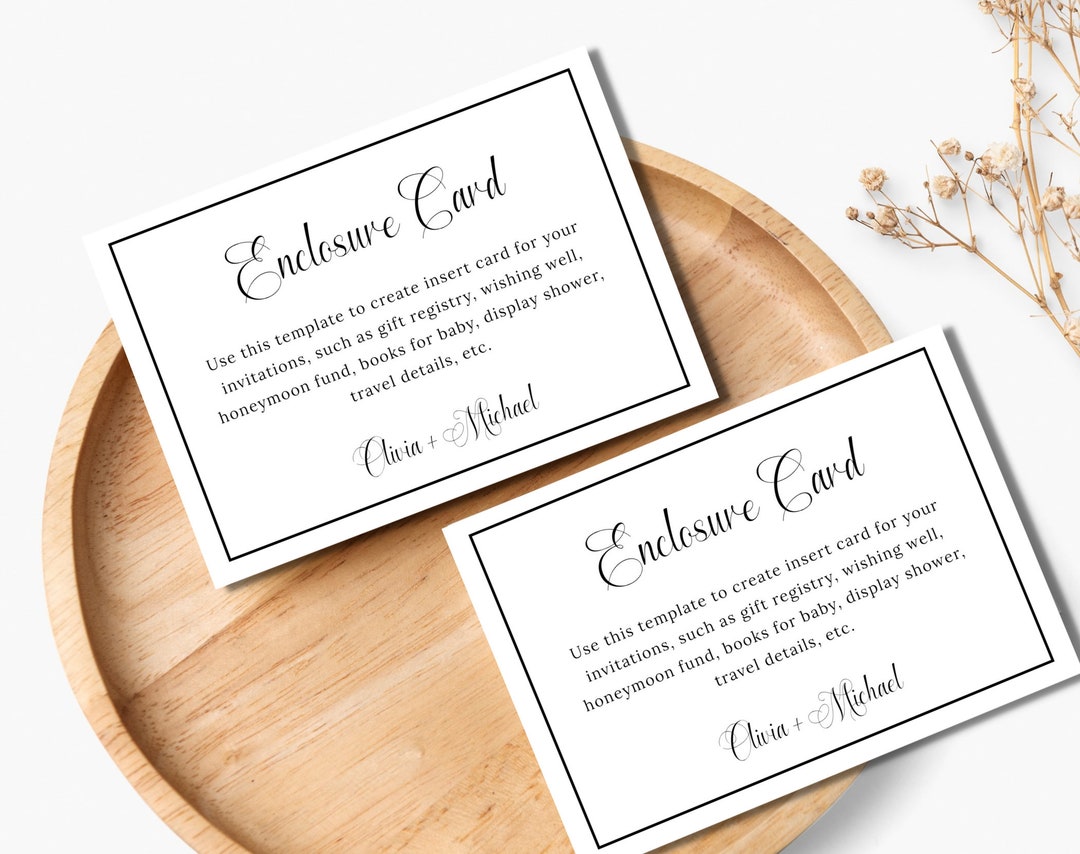Wedding Enclosure Card Template: Minimalist Invitation Insert (DIY ...